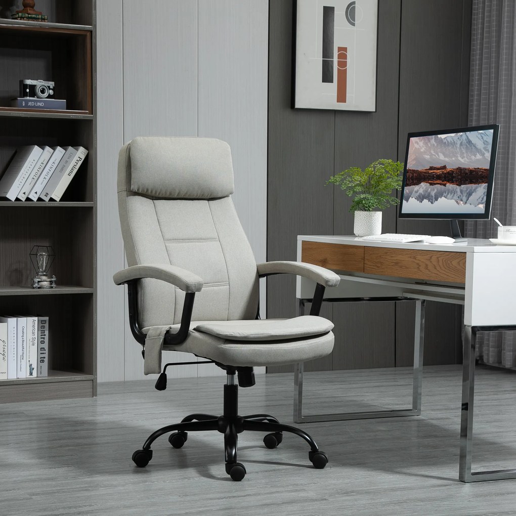 Kancelářská židle Vinsetto s masážní funkcí ergonomická výškově nastavitelná kancelářská židle s houpací funkcí béžová pro pohodlí v domácí kanceláři…