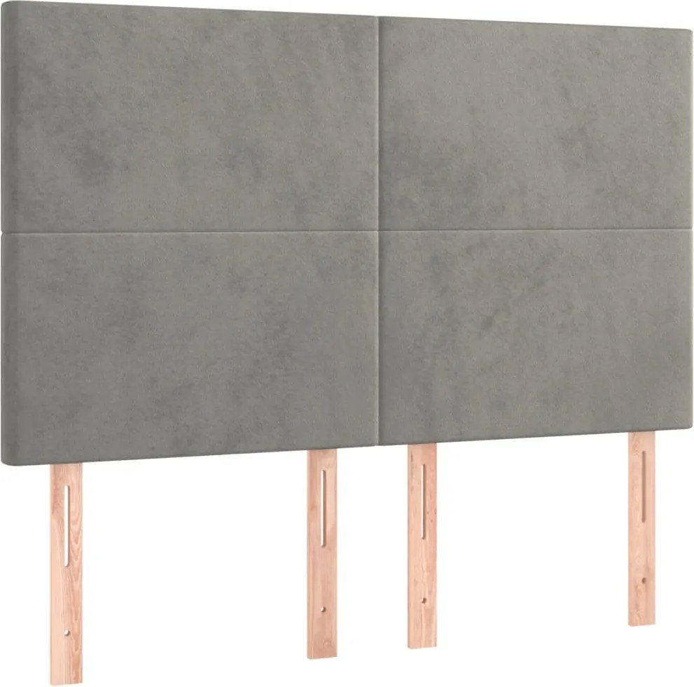 Box spring postel s matrací a LED světle šedá 140x200 cm samet 3136005