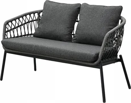 Zahradní set stůl 90x48 židle dvojkřeslo tmavě šedý antracitový ratan kov AZ-L1880 grey