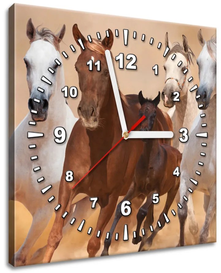 Gario Obraz s hodinami Cválající koně Rozměry: 100 x 40 cm