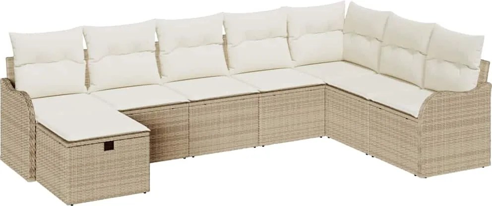 Set pohovek 8 ks 8-Počet míst Béžová a krémová polyratan 3359030
