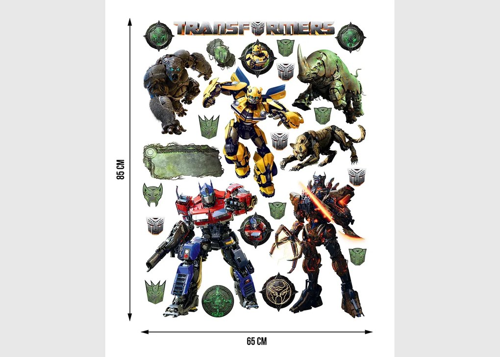Dětská samolepka na zeď Transformers Útok | 65 x 85 cm | DDK2361