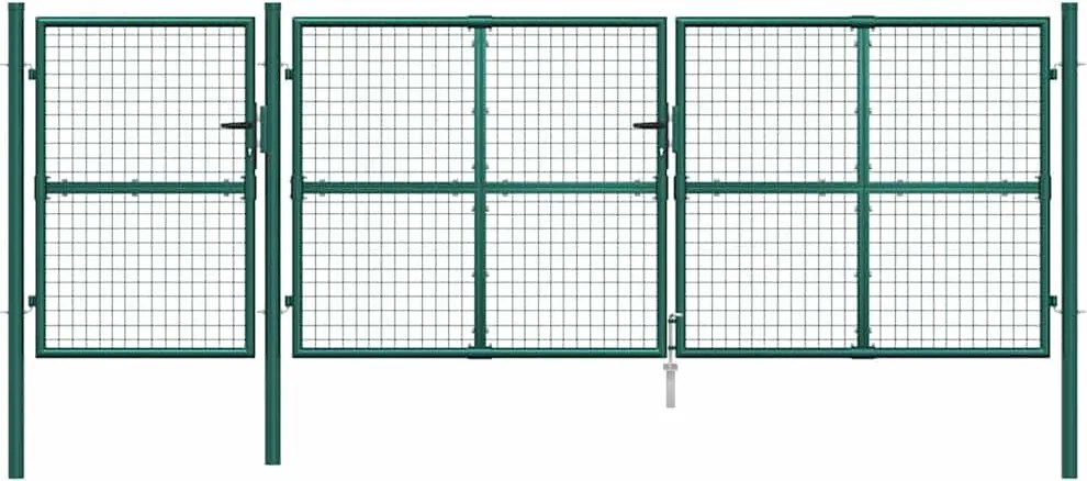 Pletivá zahradní branka zelená 400 x 125 cm pozinkovaná ocel 154537