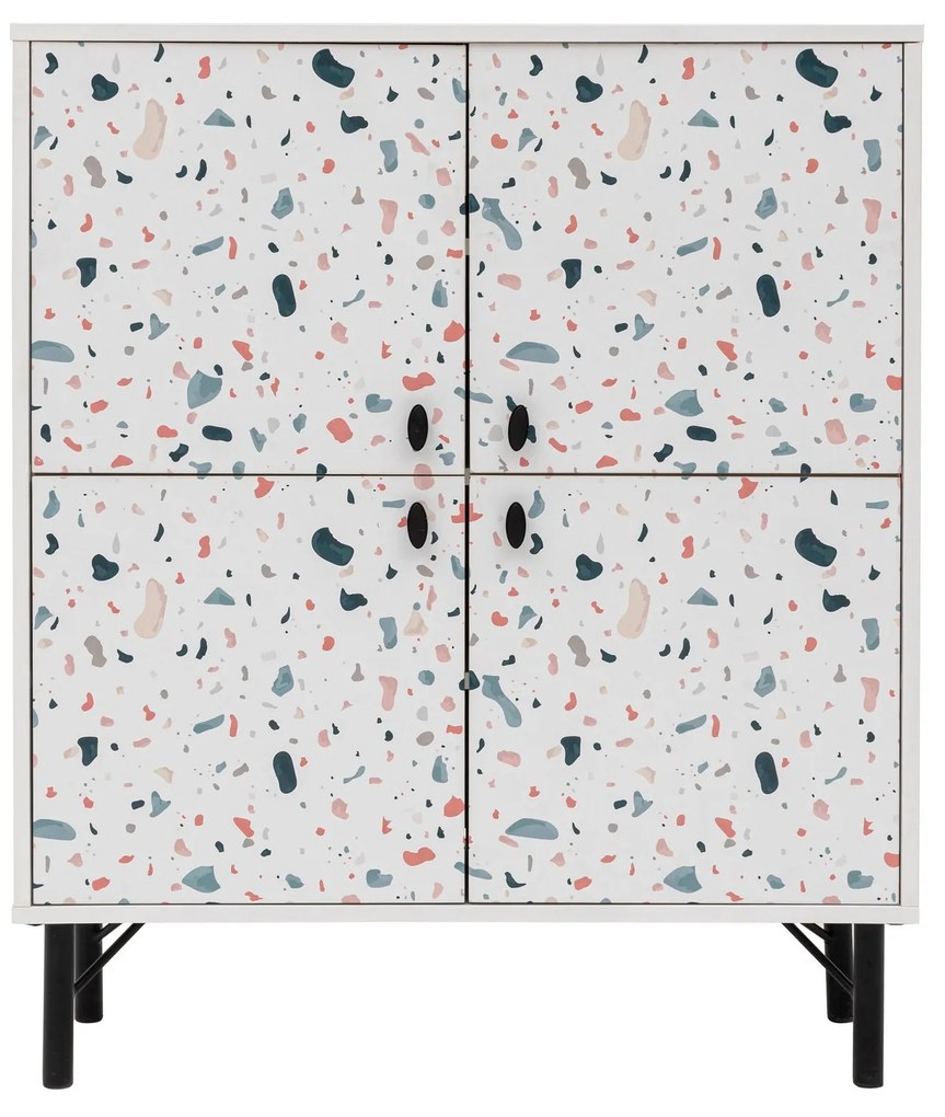 KALUNE DESIGN Dřevěná komoda TERRAZZO bílá 869VEL4527