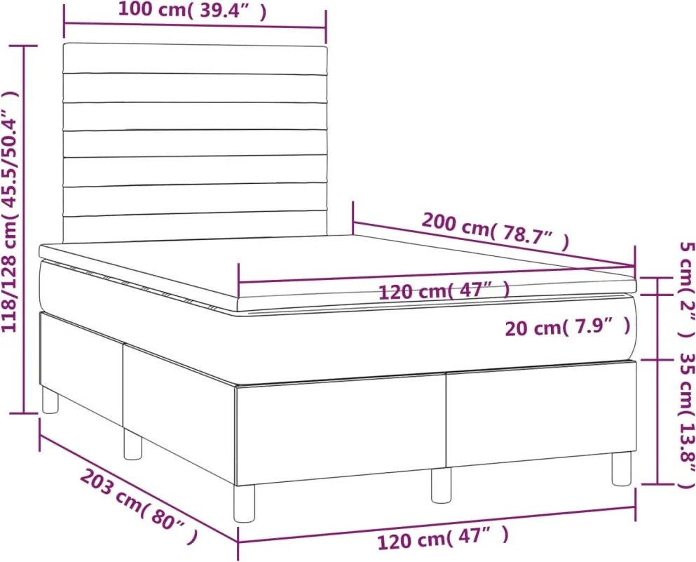 Box spring postel s matrací tmavě šedá 120x200 cm textil 3141842