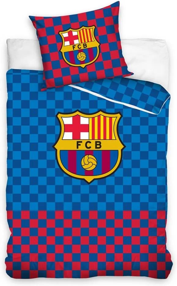 Bavlněné povlečení FC Barcelona Chessboard, 140 x 200 cm, 70 x 90 cm