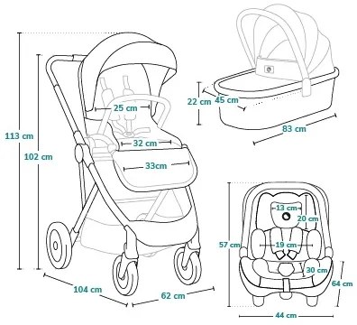 Lionelo - Kombinovaný kočárek 3v1 AMBER Grey Graphite