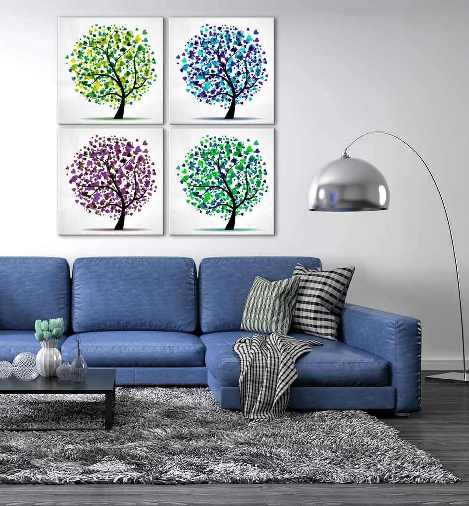 Malvis ® Obraz srdíčkové stromy ročních období Velikost (šířka x výška): 90x90 cm