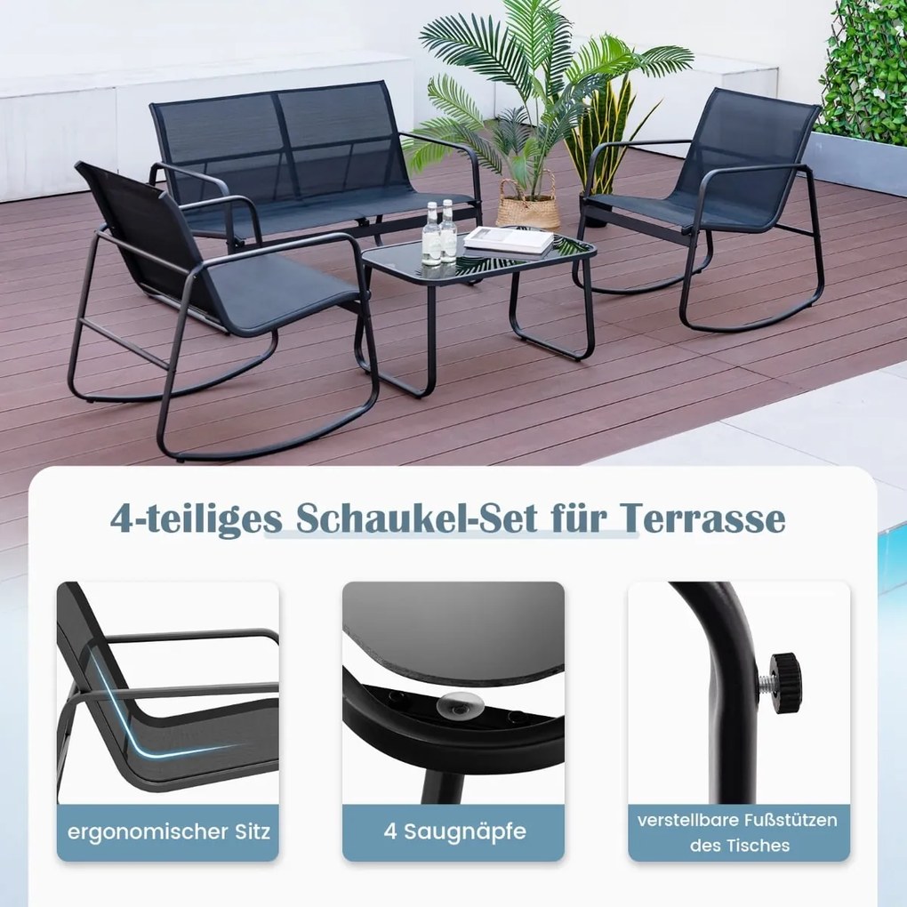 Costway 4-dílný. Gartenmöbel Set mit Sanfter Schaukelbewegung Sitzgruppe für 4