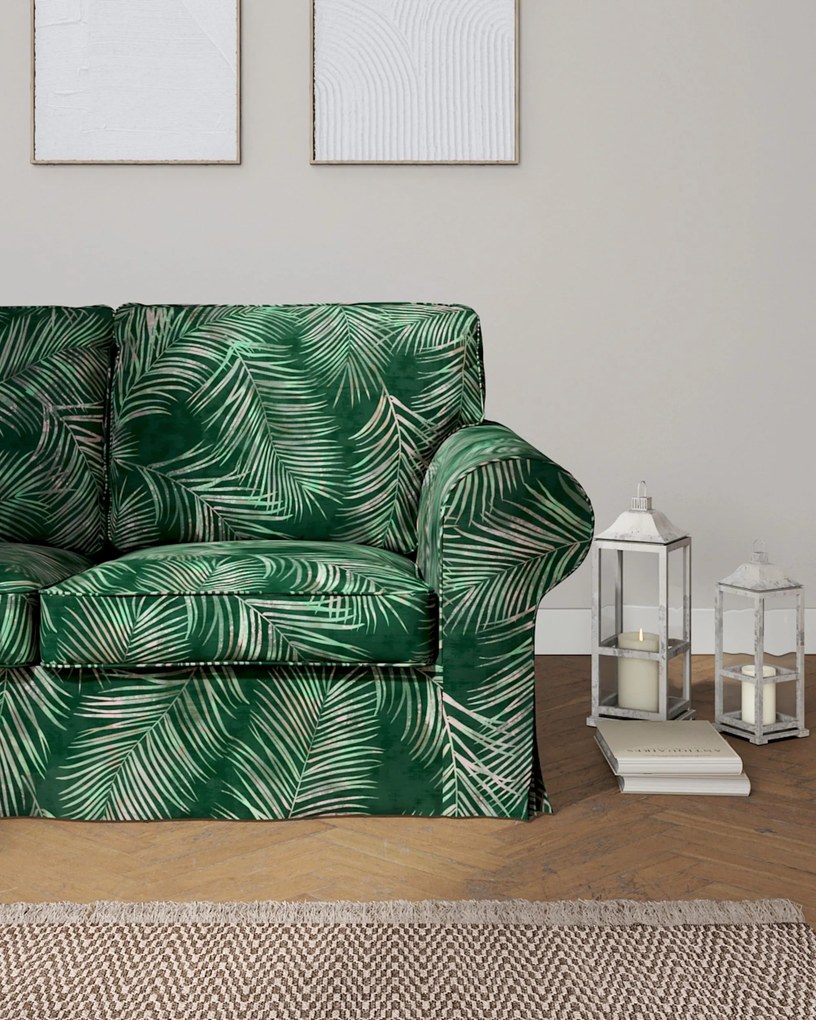 Potah na pohovku IKEA Ektorp 2-místná rozkládací NOVÝ MODEL 2012 barva zelená látka sametová, vzorované