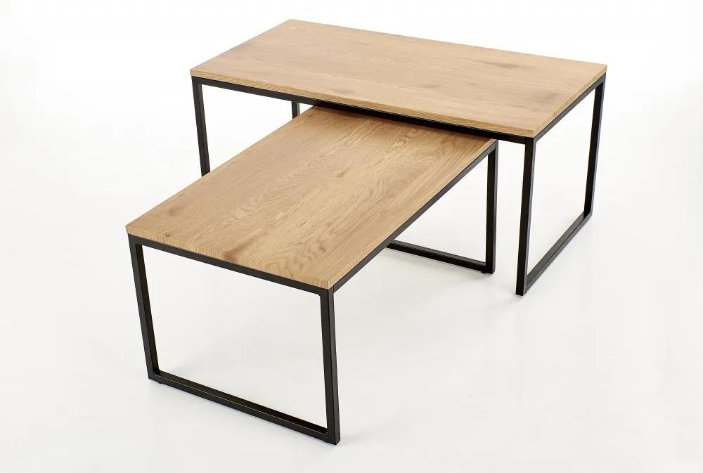 Konferenční stolek- SABROSA- Rám - Černá/ Deska - Zlatý dub