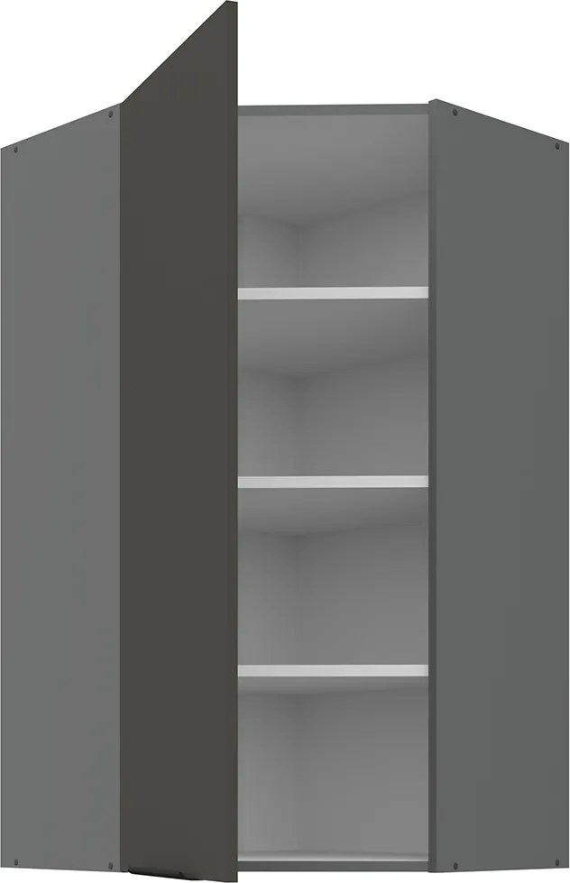 ARIA pi | horní kuchyňská skříňka 60x60 GN-108 1F (45°) rohová s policemi | 60x60 cm | EXTRA VYSOKÁ | antracit/šedá grafit