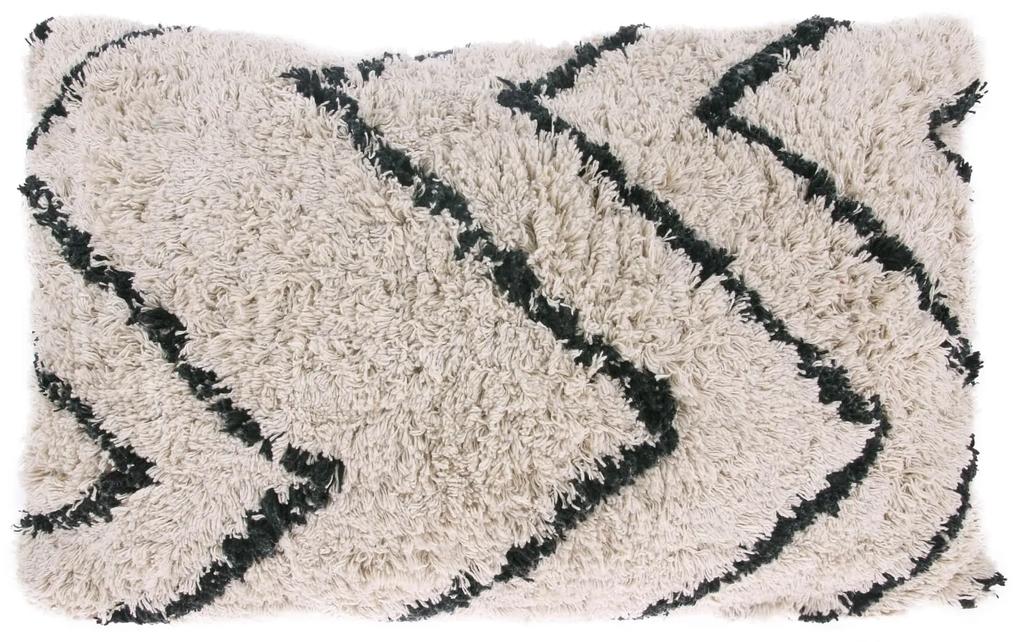 HK living Bavlněný polštář Zigzag Cushion 40x60 cm, krémová barva, textil