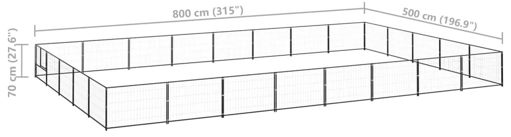 Psí kotec černý 40 m² ocel