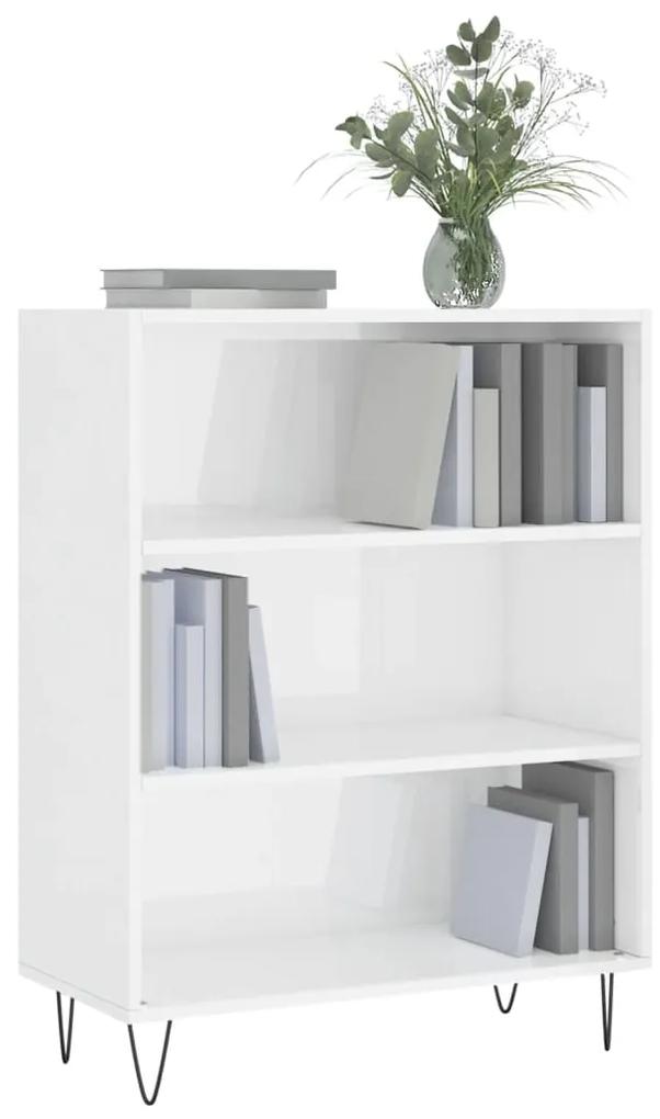 Knihovna bílá s vysokým leskem 69,5x32,5x90 cm kompozitní dřevo