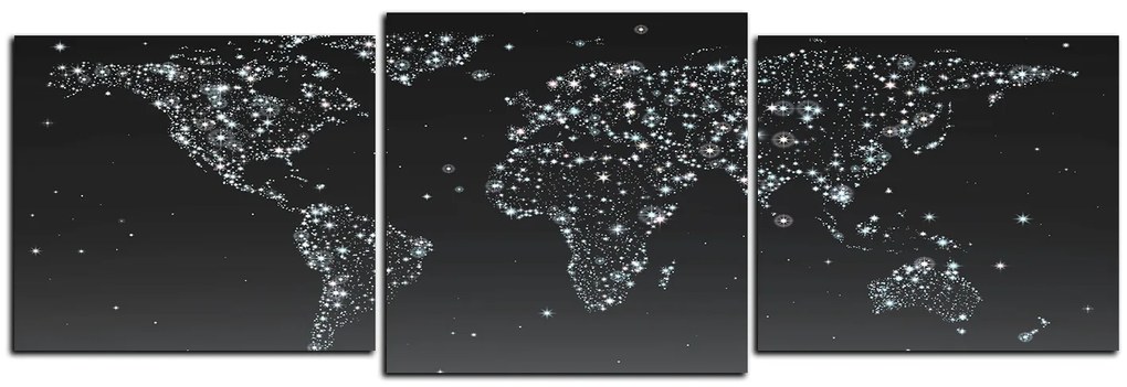 Obraz na plátně - Zářící mapa světa - panoráma 5213QD (90x30 cm)