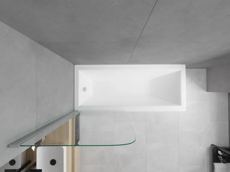 Mexen Cubik obdélníková vana 150 x 70 cm s krytem a 1dílnou zástěnou 70 cm, transparentní, chrom - 550315070X9007010100