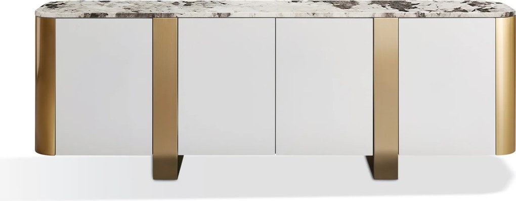 Komoda Stilig ST921 200 cm bílá/zlatá/mramor