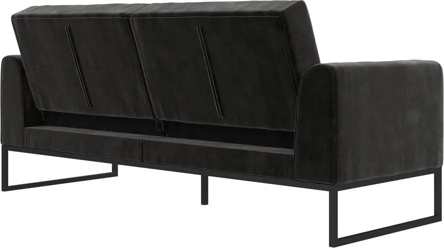Černá sametová polohovací/rozkládací pohovka 217 cm Adley - II. jakost – CosmoLiving by Cosmopolitan