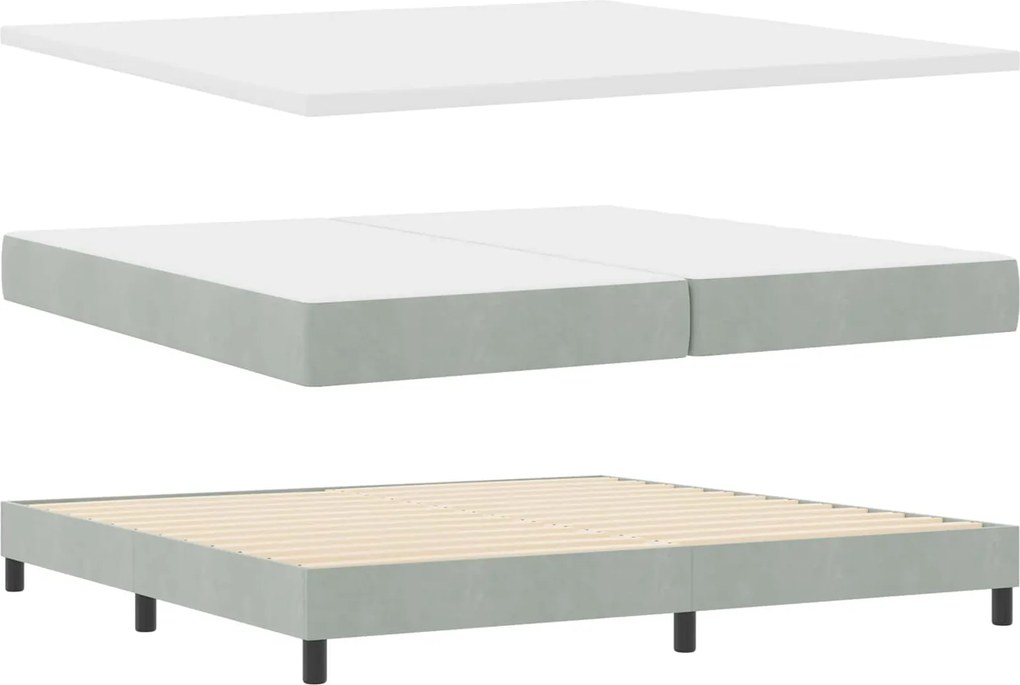 Postel s boxspringem s čelo Světle šedá 200 x 200 cm samet 3341486