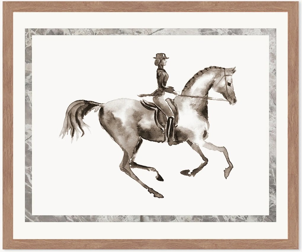 Zarámovaný digitální tisk Watercolor Rider, v různých velikostech