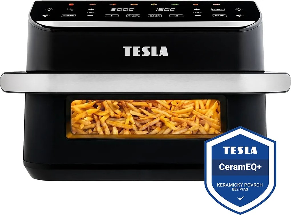 TESLA AirCook DualHeat QD575 XXL - multifunkční duální digitální horkovzdušná fritéza