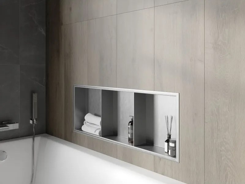 Mexen X-Wall-R nástěnná polička s límcem a policí 90 x 30 cm, inox - 1910903010S