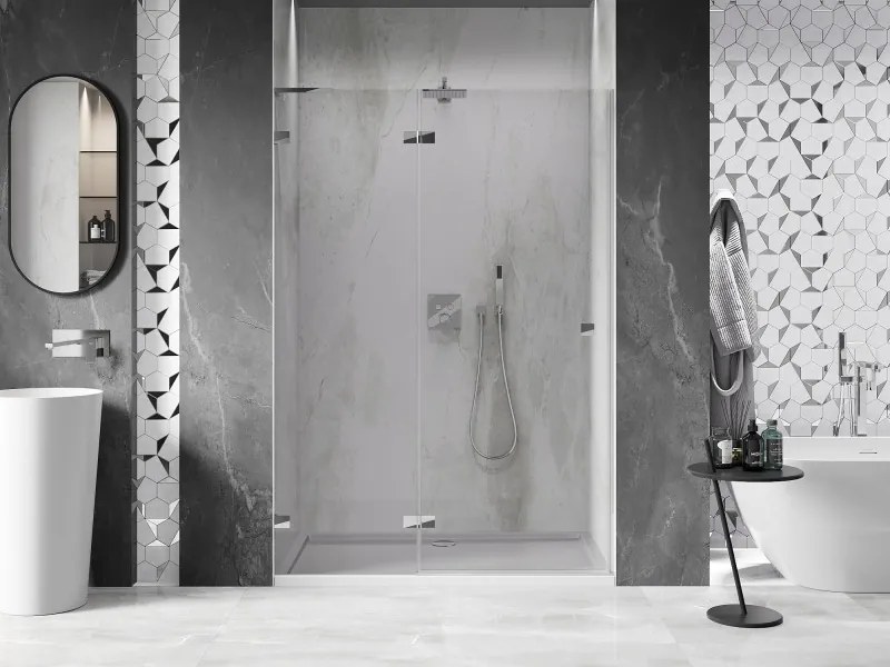 Mexen Lunar L sprchové dveře výklopné levé 135 cm, transparentní, chrom - 834L-135-000-01-00-L