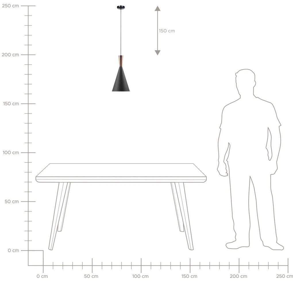 Stropní lampa černá a měděná TAGUS Beliani