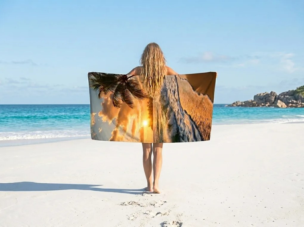 Rychleschnoucí plážová osuška SUNSETA barevná 70 x 140 cm, 100% mikrovlákno