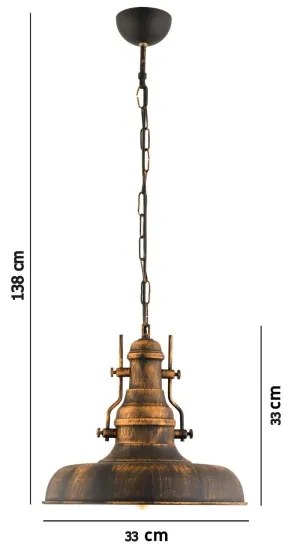 Lustr na řetězu 1xE27/40W/230V bronzová