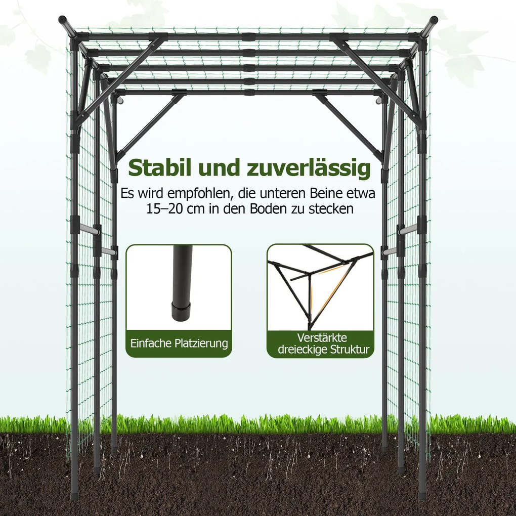 Costway Široký zahradní oblouk pro popínavé rostliny, 200 × 150 × 197 cm