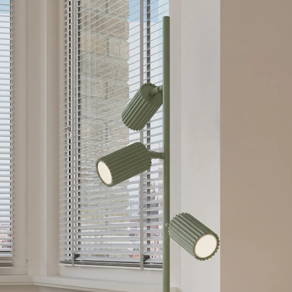 Zelená hliníková stojací lampa s ohybatelnou konstrukcí (výška 155 cm) Gleam – Sollux