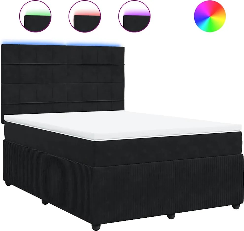 Box spring postel s matrací černá 140x200 cm samet 3294660