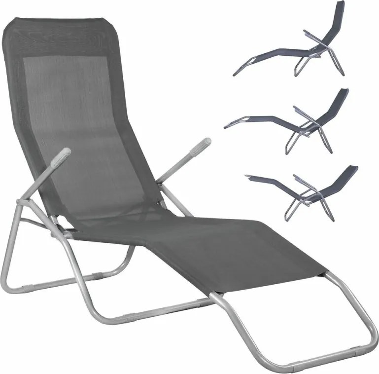 Zahradní lehátko SPRINGOS SIESTA tmavě šedé