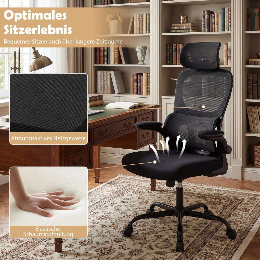 Costway Ergonomická kancelářská židle Stolní židle s bederní opěrkou