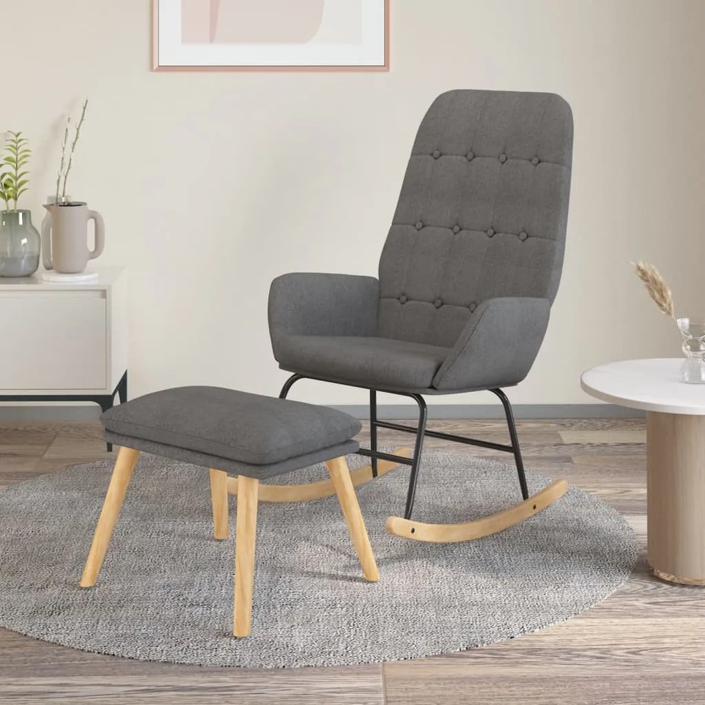 Houpací křeslo s podnožkou světle šedé textil 3097704