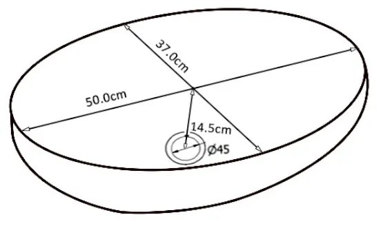 BPS-koupelny Keramické umyvadlo na desku HYD-LO-WH-500 50x37 cm, bílé