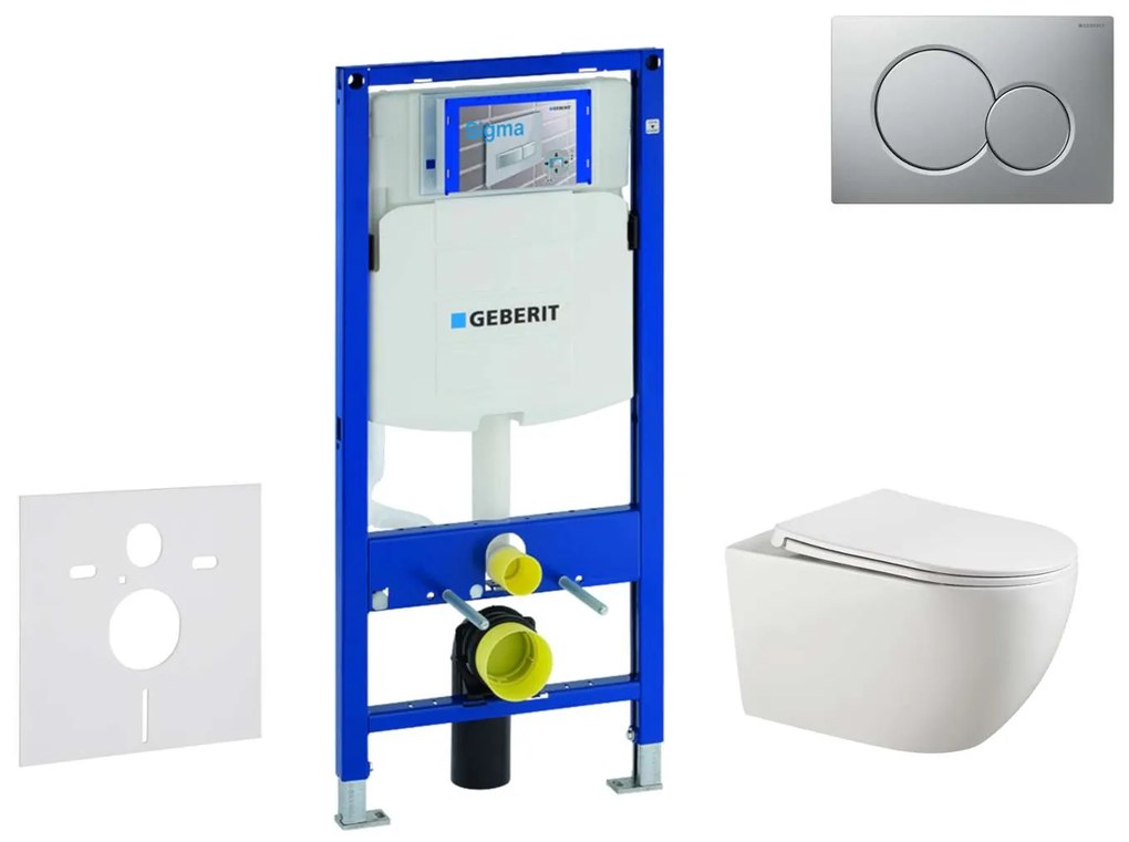 Geberit Duofix - Set předstěnové instalace, klozetu Gaia a sedátka softclose, tlačítko Sigma01, lakovaný matný chrom SANI11CA1135