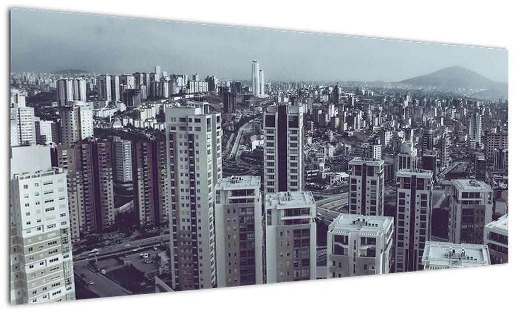 Černobílý obraz města (100x40cm)