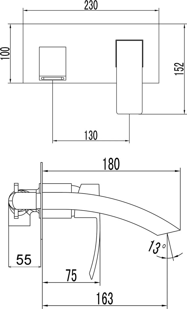 Sapho Sapho, GINKO podomítková umyvadlová baterie, černá matná, 1101-07B