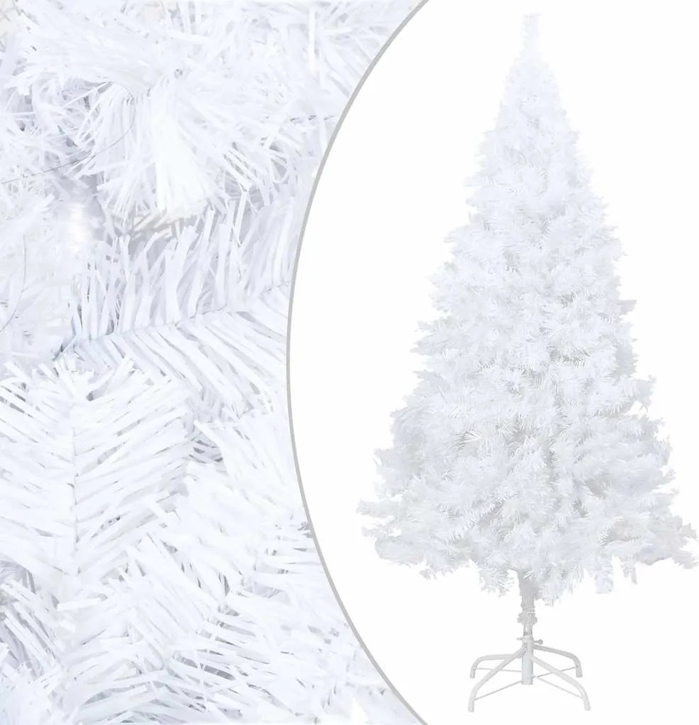 Umělý vánoční stromek s LED a sadou koulí bílý 150 cm PVC 3077626