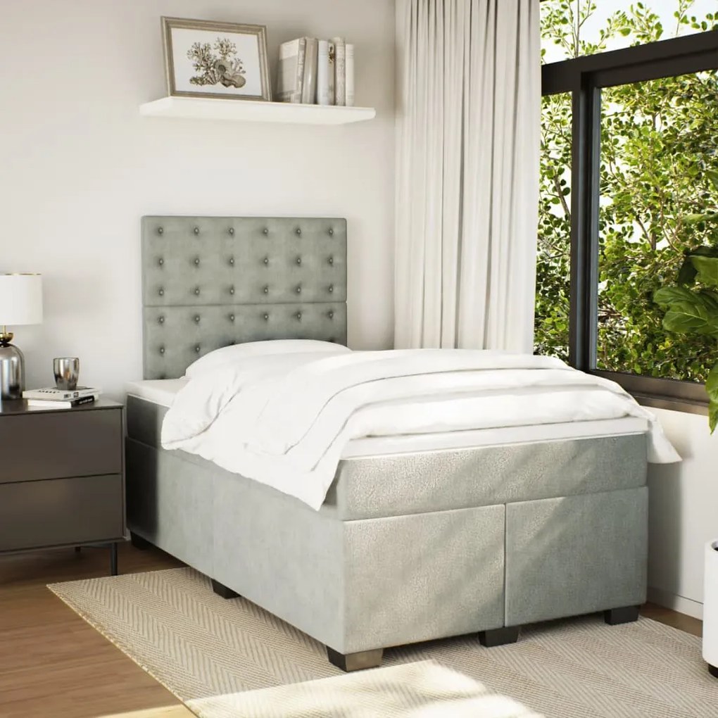 Box spring postel s matrací světle šedá 120x190 cm samet 3290870