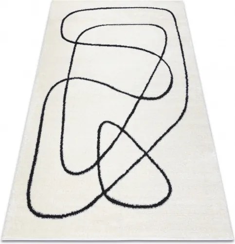 Dywany Łuszczów, Kusový koberec Mode 8377 abstract cream/black, 80x150, bílá, chodba / předsíň