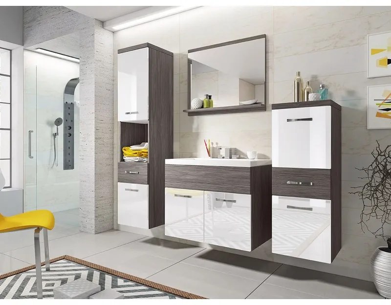 Koupelnový nábytek Lumia, Barva: kastanien breslau / kastanien breslau + černý grafit, Sifon k umyvadlu: ne, Baterie: Economico BYU 020M