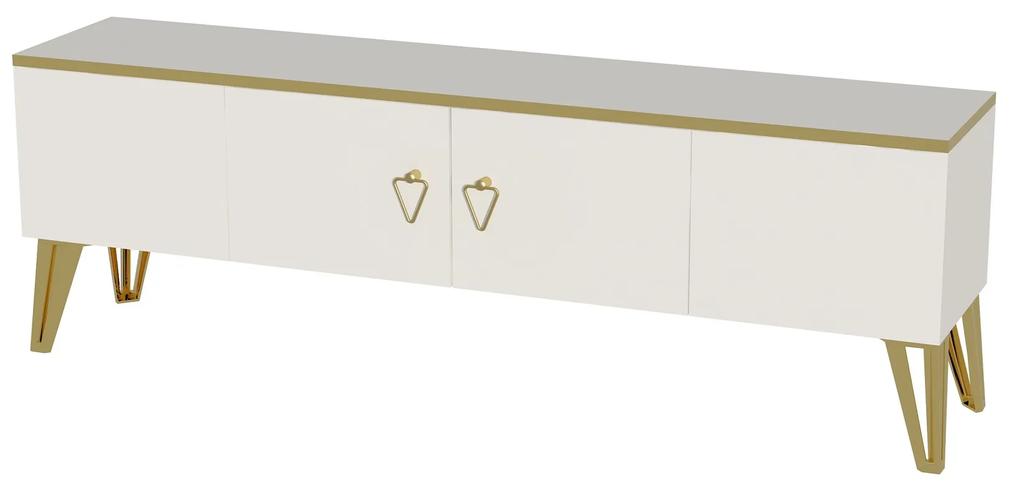 TV stolek/skříňka Capari (Bílá + Zlatá). 1072713