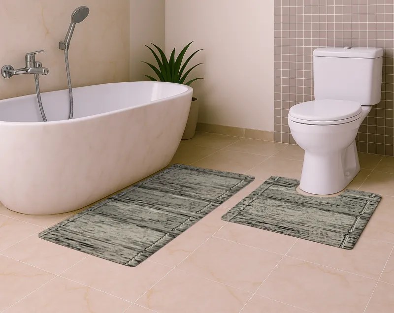 Sada koupelnových pěnových předložek s výkrojem u WC AQN-505B - Mořská paluba (různé velikosti)