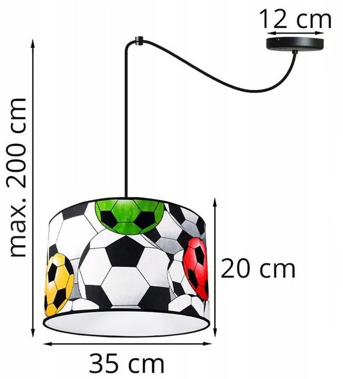 Dětské závěsné svítidlo Soccer Spider, 1x textilní stínítko se vzorem, (výběr ze 2 barev konstrukce)