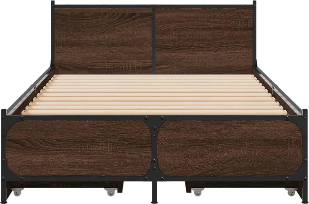 Rám postele se zásuvkami hnědý dub 75 x 190 cm kompozitní dřevo 3279976