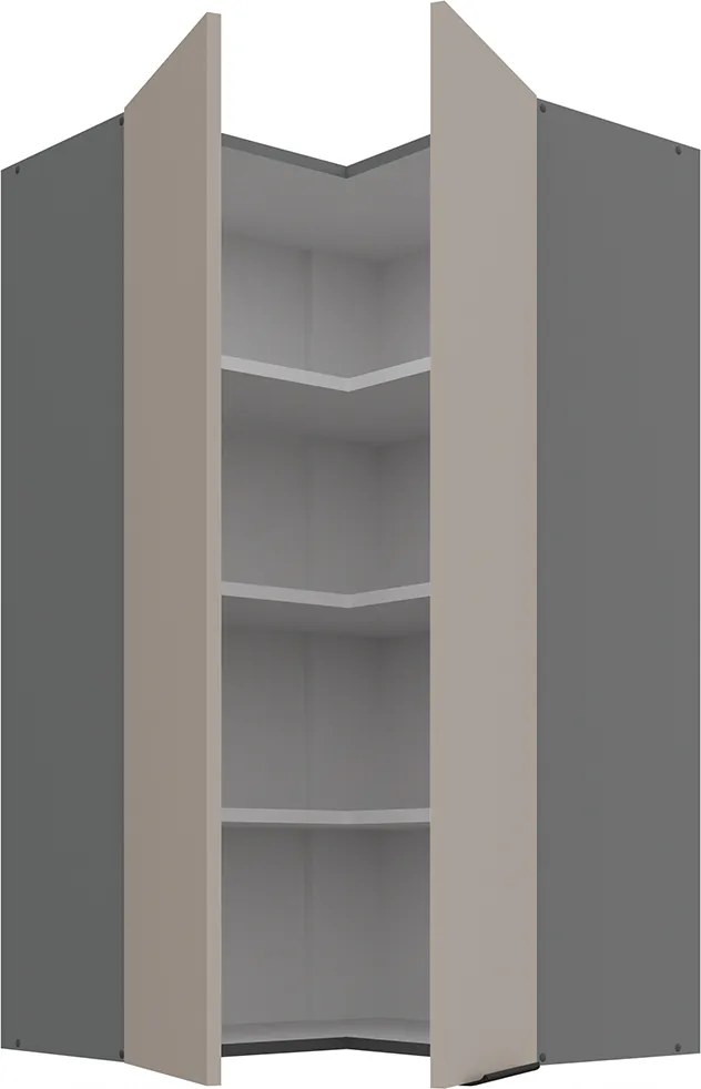 ARIA ta | horní kuchyňská skříňka 60x60 GN-108 2F (90°) rohová s policemi | EXTRA VYSOKÁ | 60x60 cm | antracit/béžová